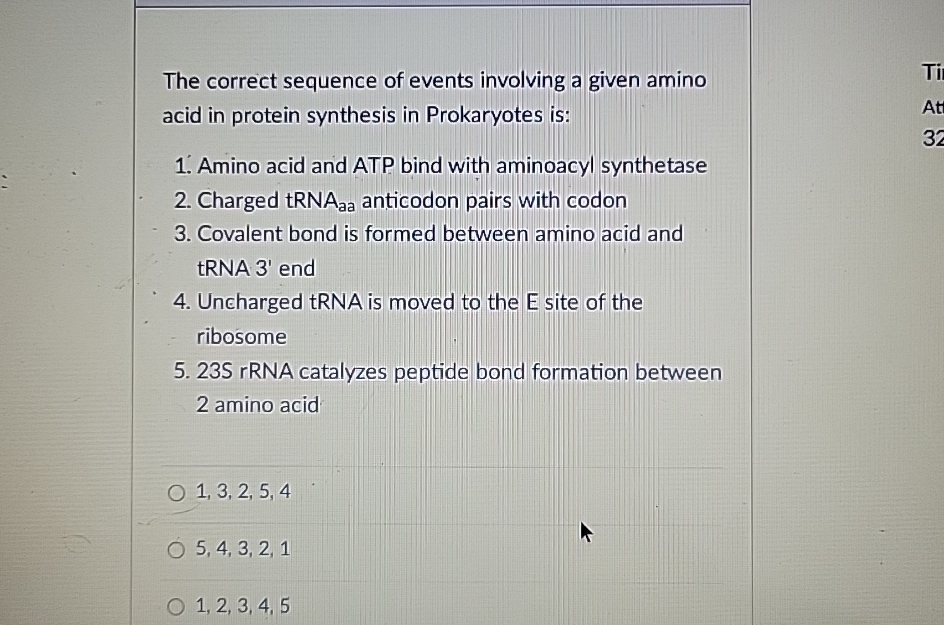 Solved The correct sequence of events involving a given | Chegg.com