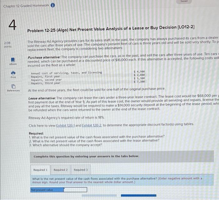 Solved Exercise 12-1 (Algo) Payback Method [LO12-1] The | Chegg.com