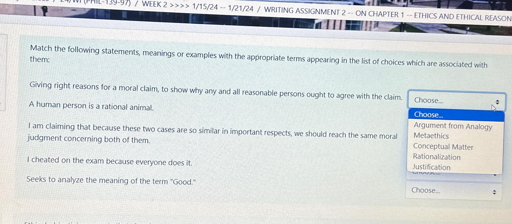 Solved Match the following statements, meanings or examples | Chegg.com