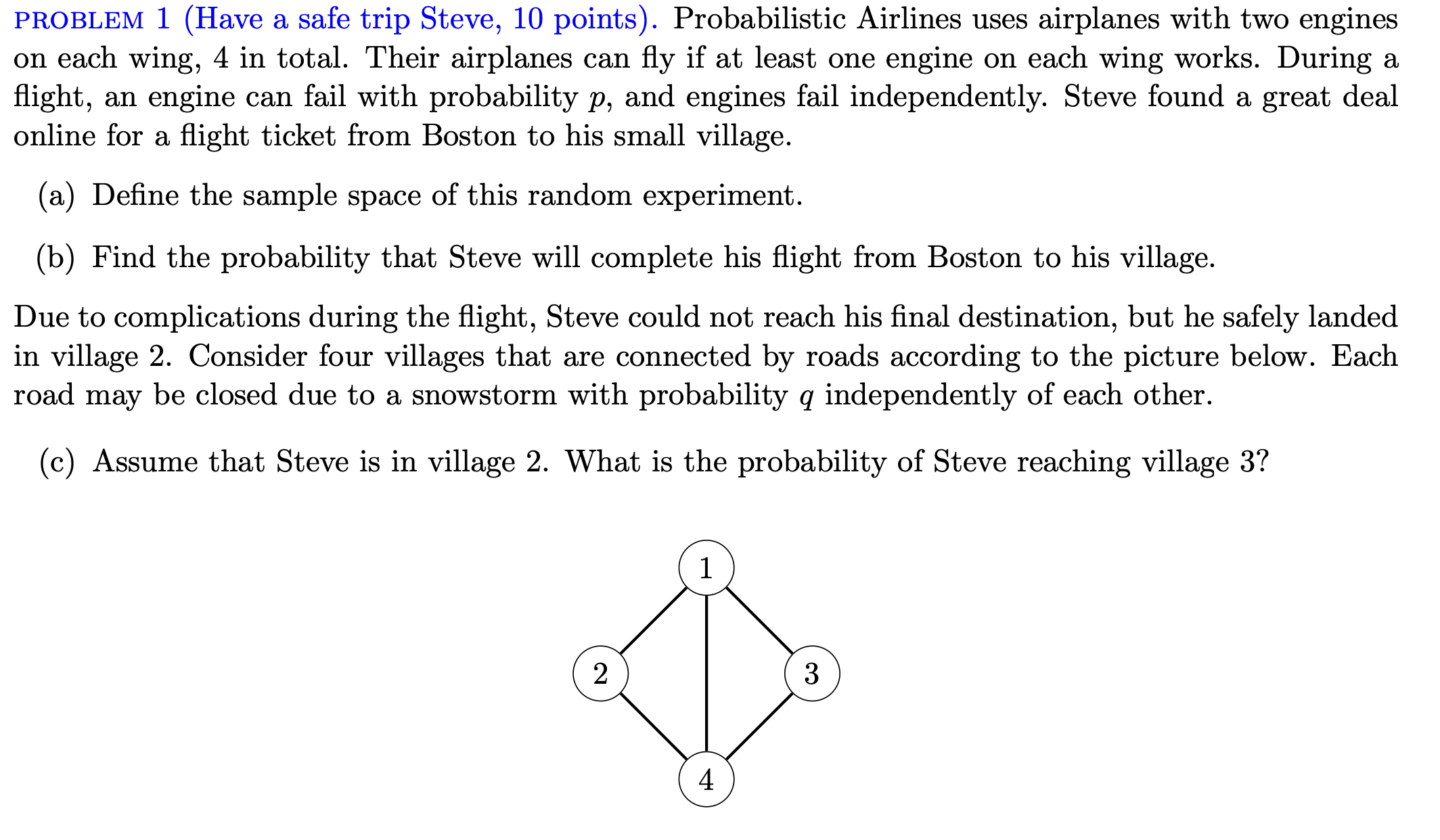 Solved PROBLEM 1 (Have a safe trip Steve, 10 ﻿points). | Chegg.com