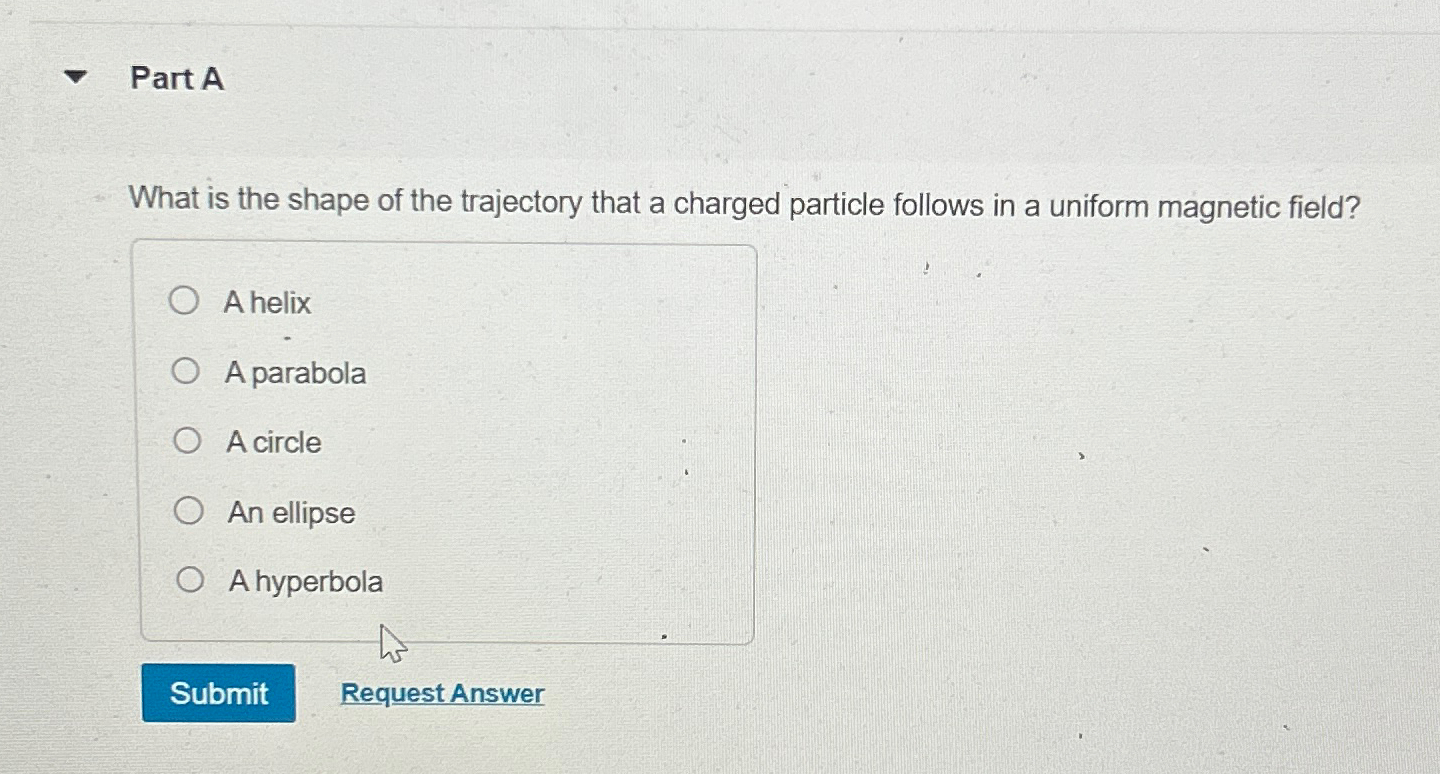 Solved Part AWhat is the shape of the trajectory that a | Chegg.com
