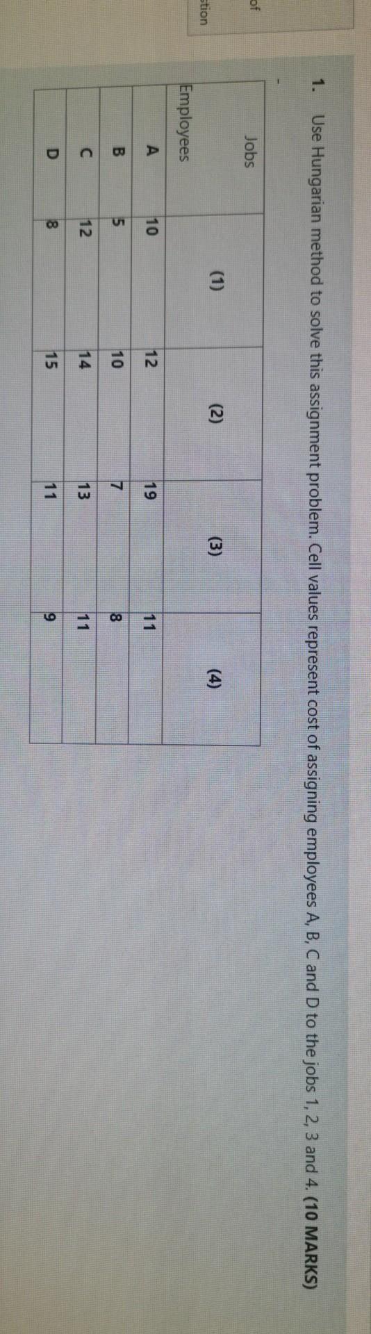 Solved 1. Use Hungarian method to solve this assignment | Chegg.com