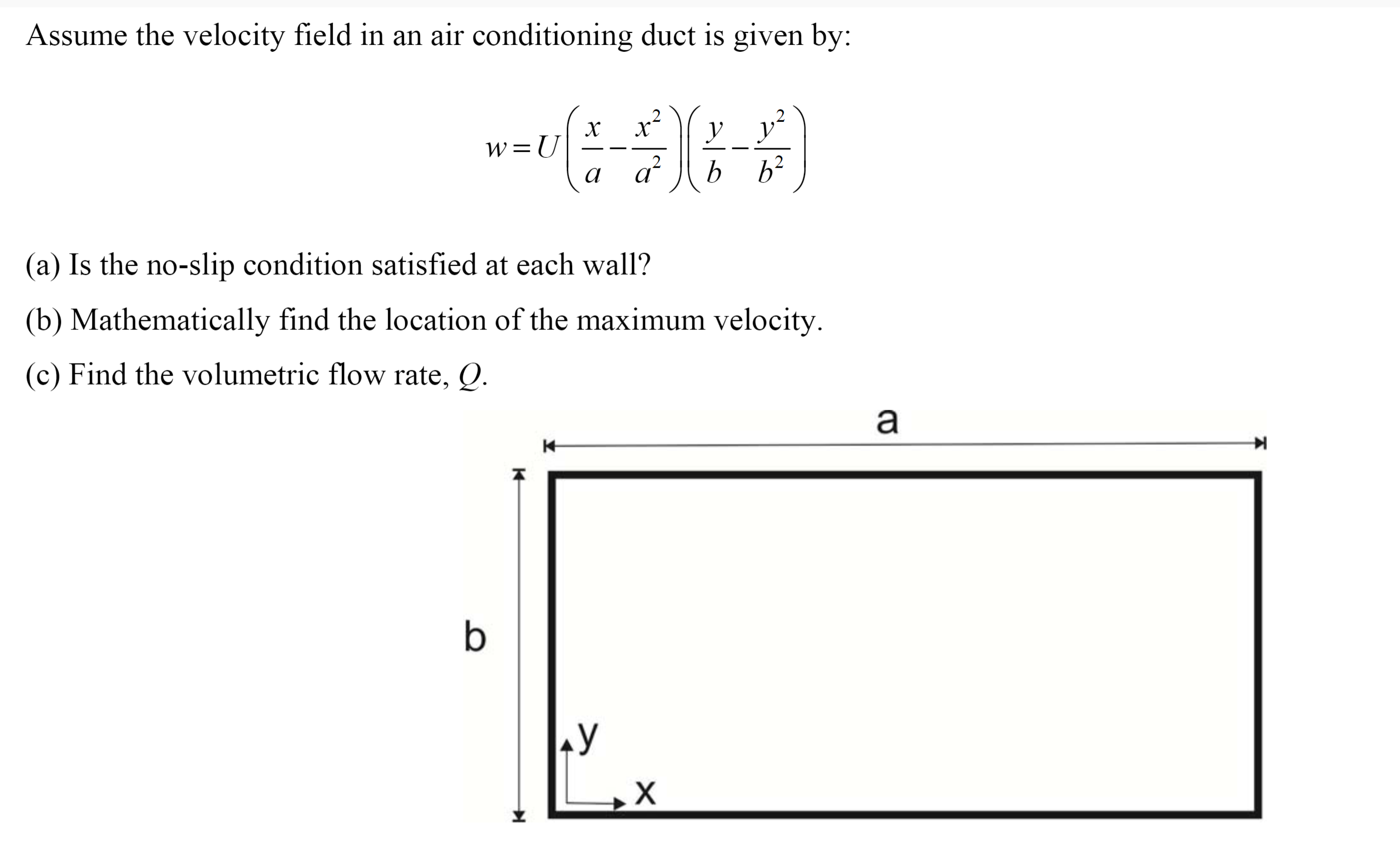 Solved Assume the velocity field in an air conditioning duct | Chegg.com