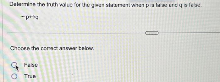 Determine the truth value for the given statement | Chegg.com