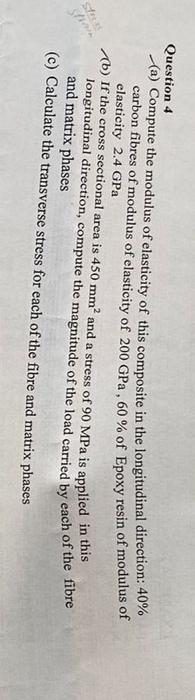Solved Question 4 (a) Compute the modulus of elasticity of | Chegg.com