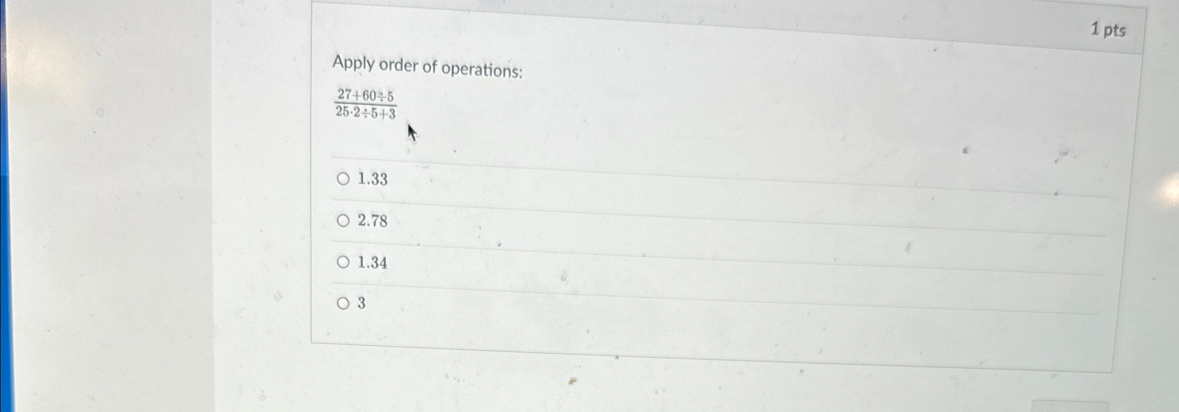 Solved 1 ﻿ptsApply order of | Chegg.com