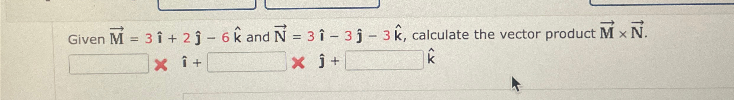 Solved Given vec(M)=3hat(i)+2hat(j)-6hat(k) ﻿and | Chegg.com
