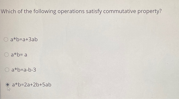 Solved Which of the following operations satisfy commutative | Chegg.com