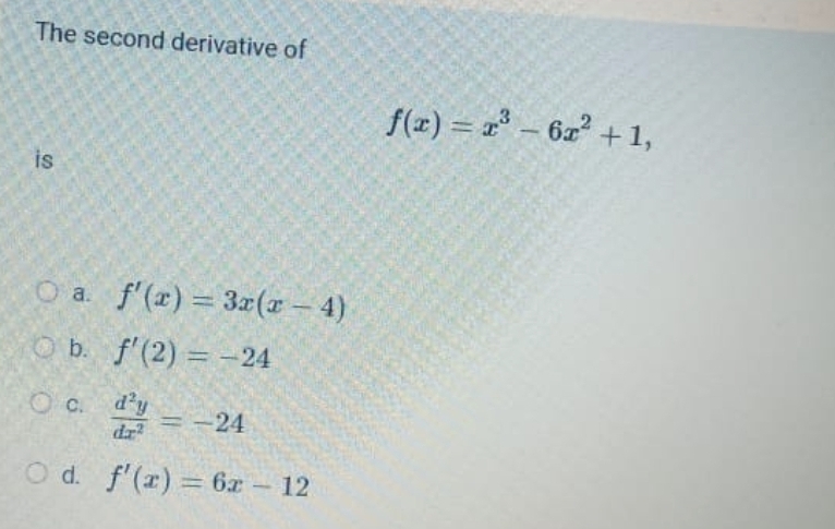 Solved The second derivative | Chegg.com