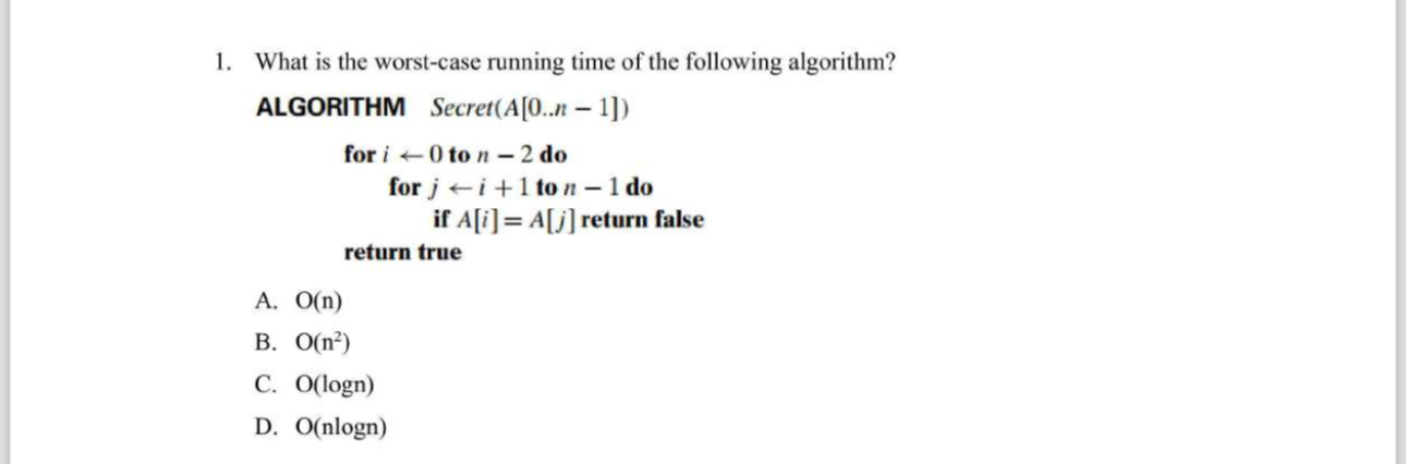 Solved What is the worst-case running time of the following | Chegg.com