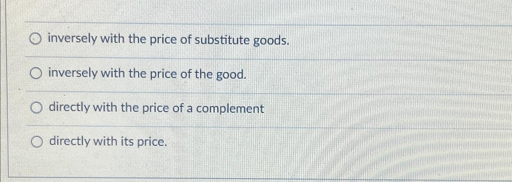 Solved inversely with the price of substitute | Chegg.com