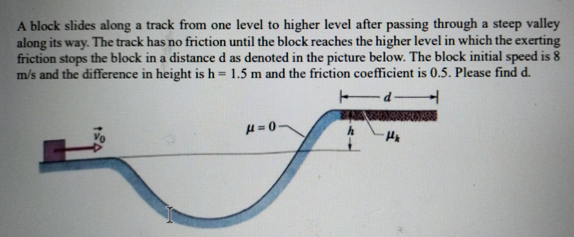 Solved A block slides along a track from one level to higher | Chegg.com