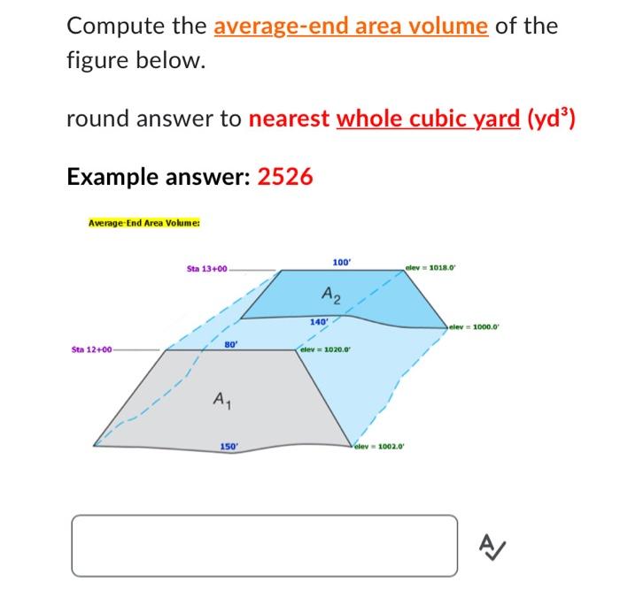 Solved Compute the average-end area volume of the figure | Chegg.com Solved Compute the average-end area volume of the figure | Chegg.com