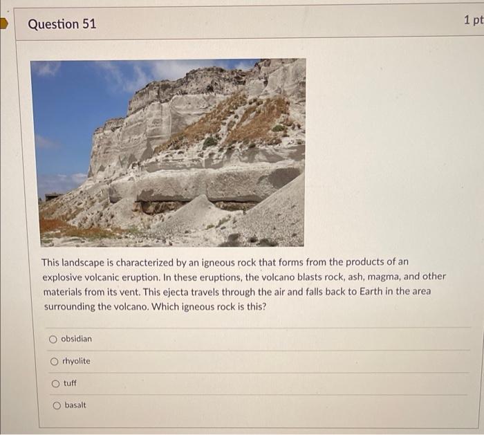 Solved Question 54 The igneous feature depicted in this | Chegg.com