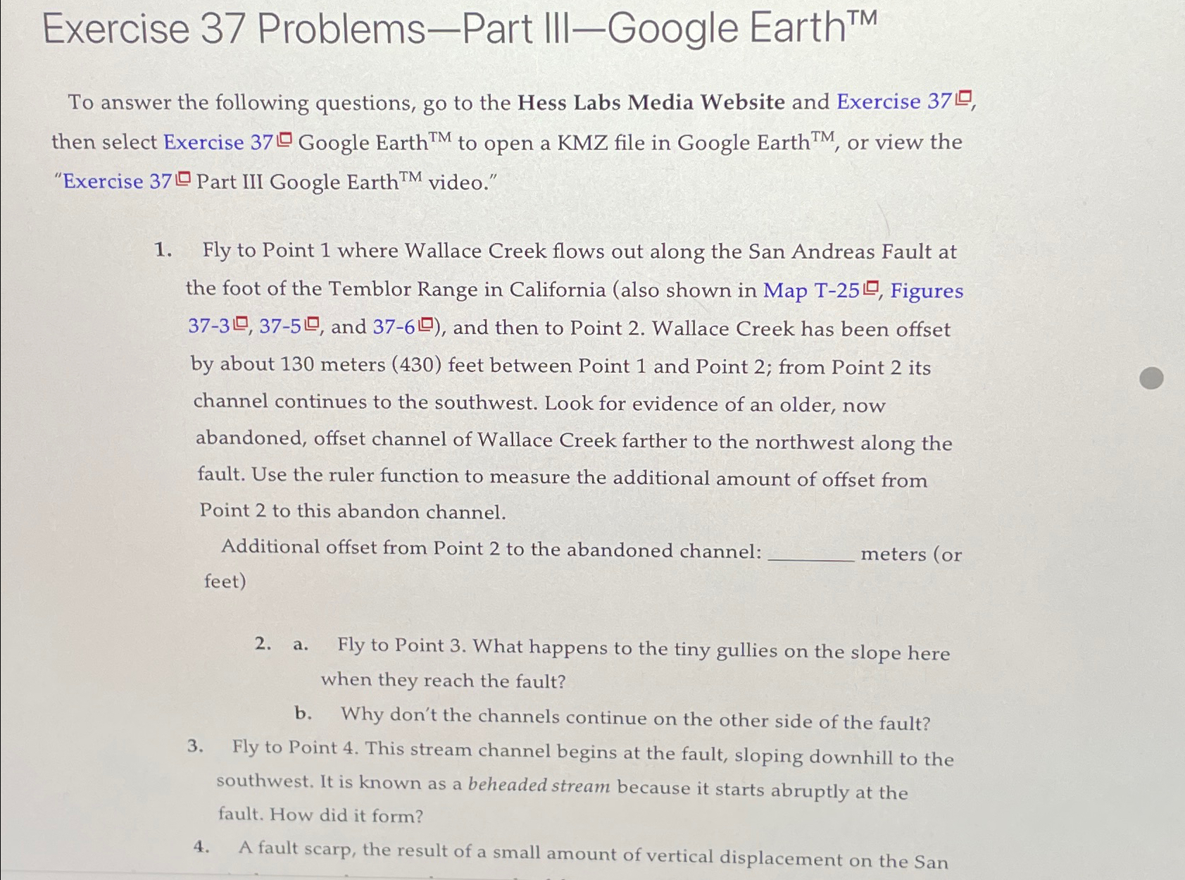 Solved Exercise 37 ﻿Problems-Part III-Google Earth ?TTMTo | Chegg.com