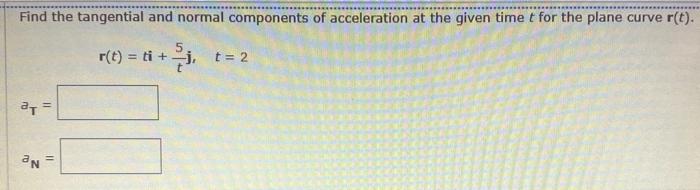 Solved Find the tangential and normal components of | Chegg.com
