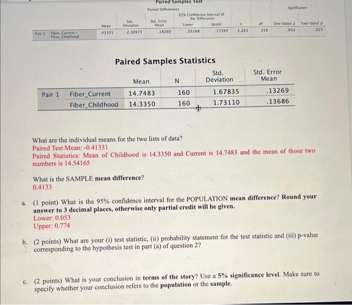Solved Paired Samples Statistics What are the individual | Chegg.com
