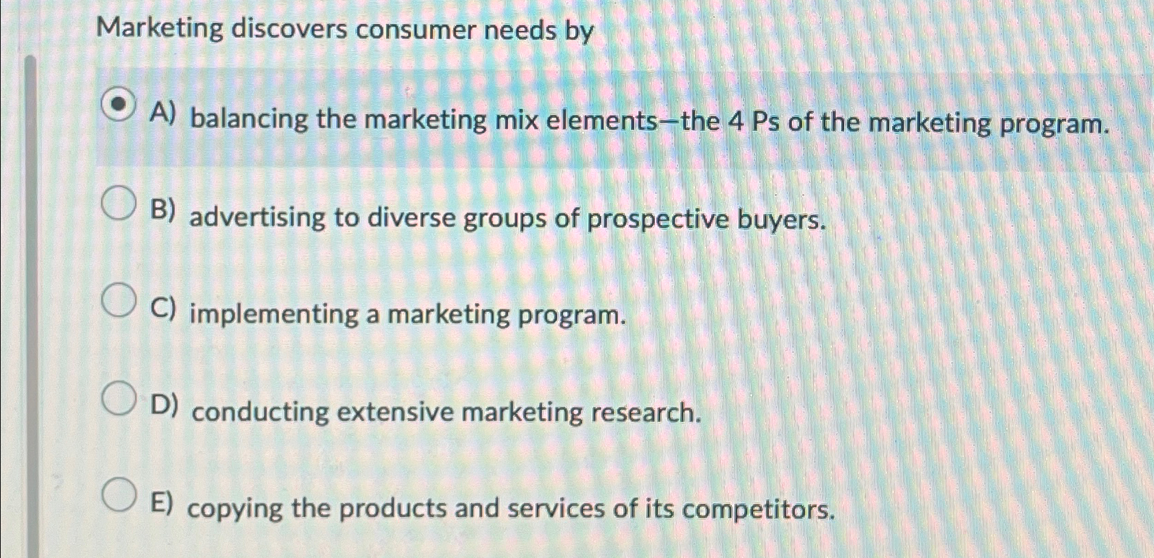 Solved Marketing discovers consumer needs byA) ﻿balancing | Chegg.com