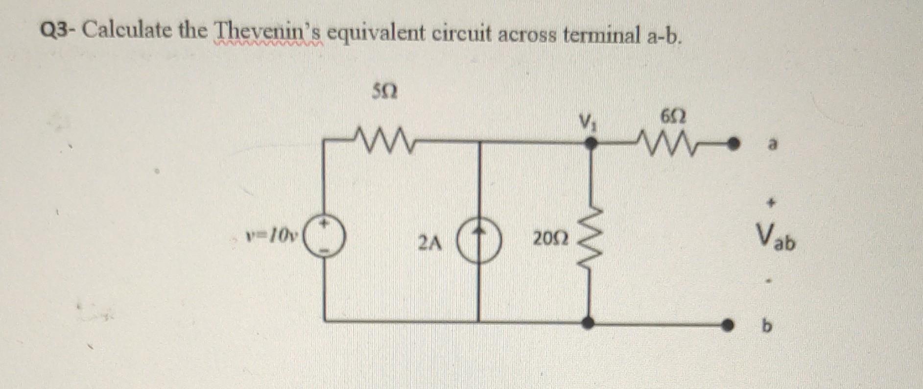 Solved Q3- Calculate the Thevenin's equivalent circuit | Chegg.com