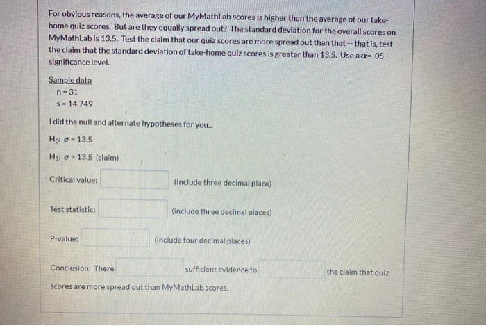 Solved For obvious reasons, the average of our MyMathLab | Chegg.com