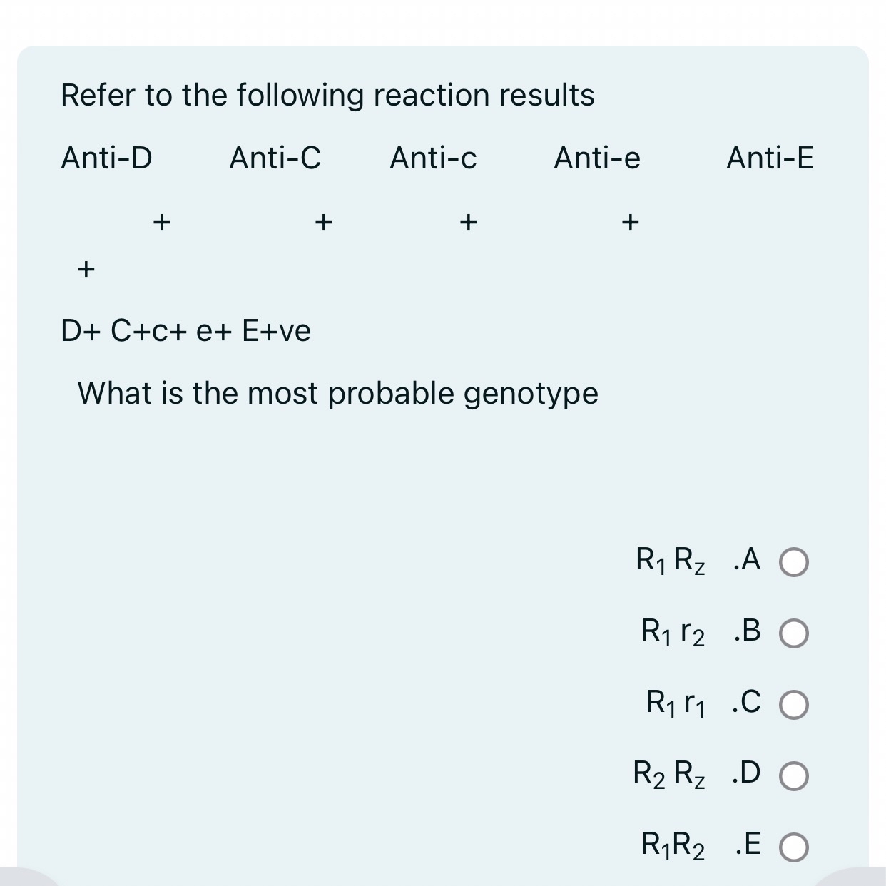 Solved Refer to the following reaction results ﻿Anti-D | Chegg.com