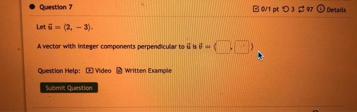 Solved Let u= 2,−3 . A vector with integer components | Chegg.com
