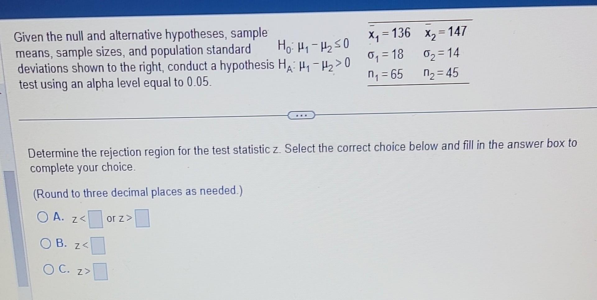 Solved Given the null and alternative hypotheses, sample | Chegg.com