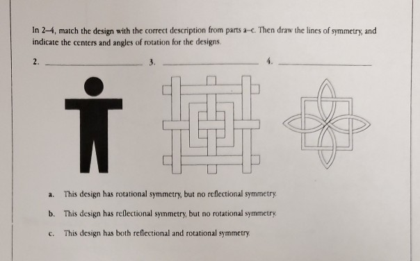 Solved *Please see image* In 2-4, match the design with the | Chegg.com