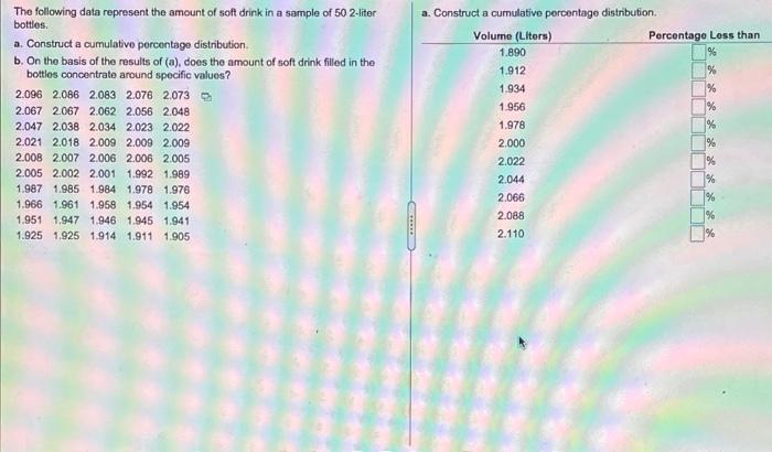 Solved a. Construct a cumulative percentage distribution. | Chegg.com