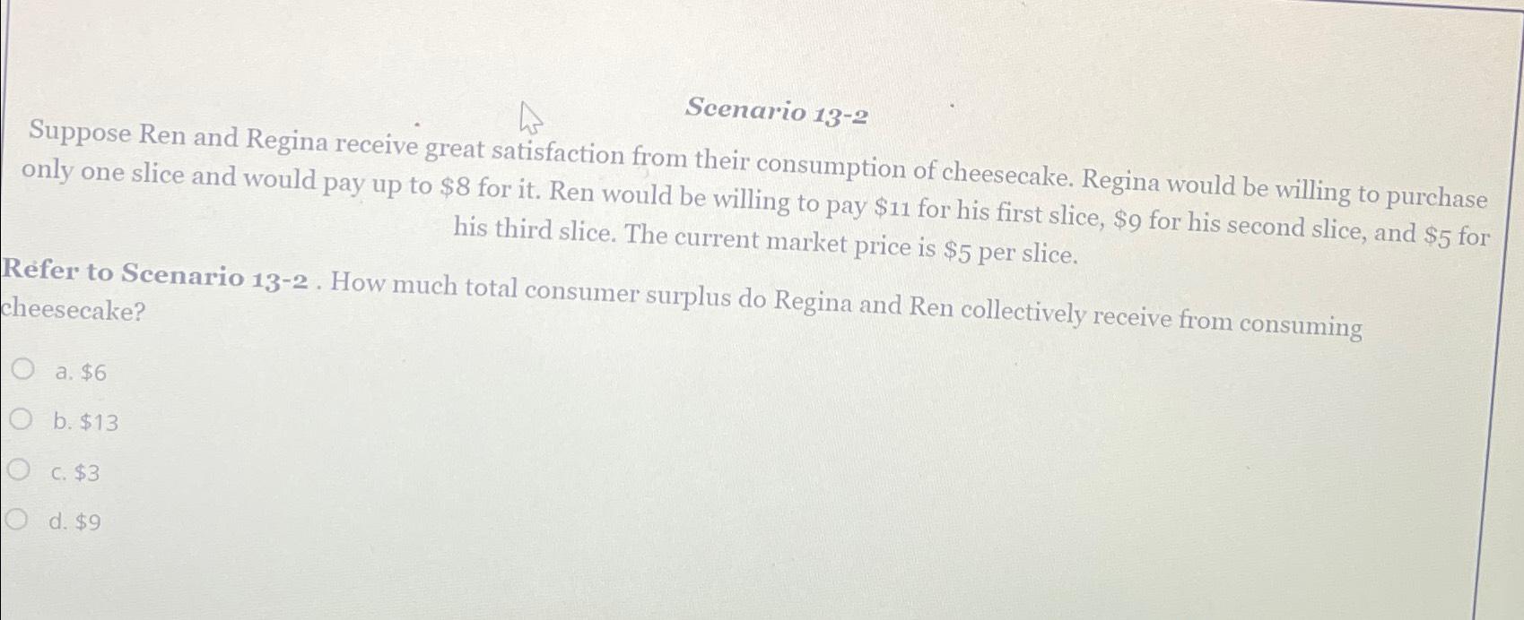 Solved Scenario 13-2Suppose Ren and Regina receive great | Chegg.com