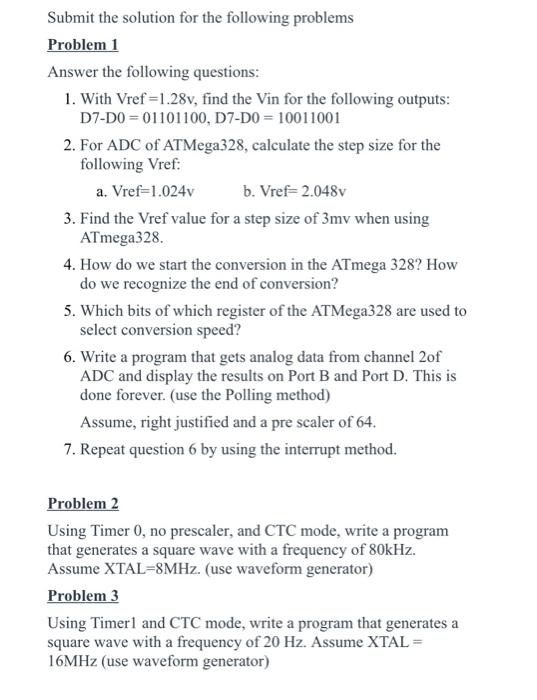 Solved Answer the following questions: 1. With Vref =1.28v, | Chegg.com