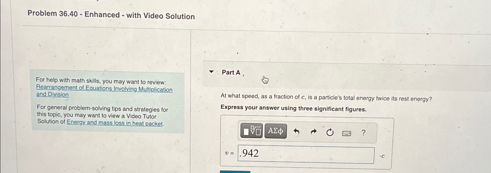 Solved Problem 36.40 - ﻿Enhanced - ﻿with Video SolutionFor | Chegg.com