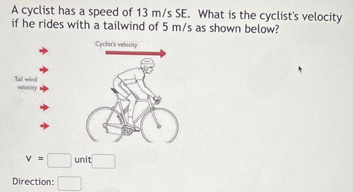 Solved A cyclist has a speed of 13 m/s SE. What is the | Chegg.com