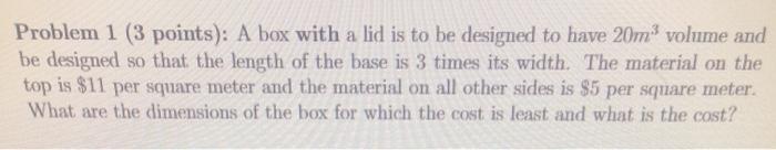 Solved calc 1 word problem cant figure out but should be | Chegg.com