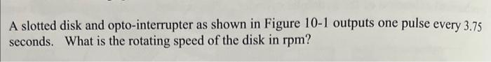 Solved A slotted disk and opto-interrupter as shown in | Chegg.com