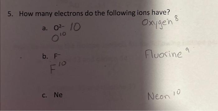 5. How many electrons do the following ions have? a. | Chegg.com