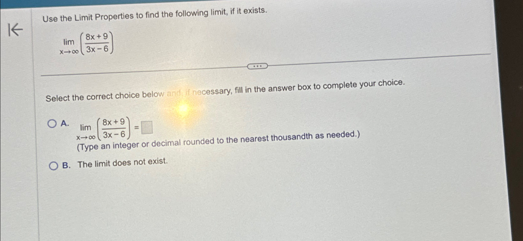 Solved Use the Limit Properties to find the following limit, | Chegg.com
