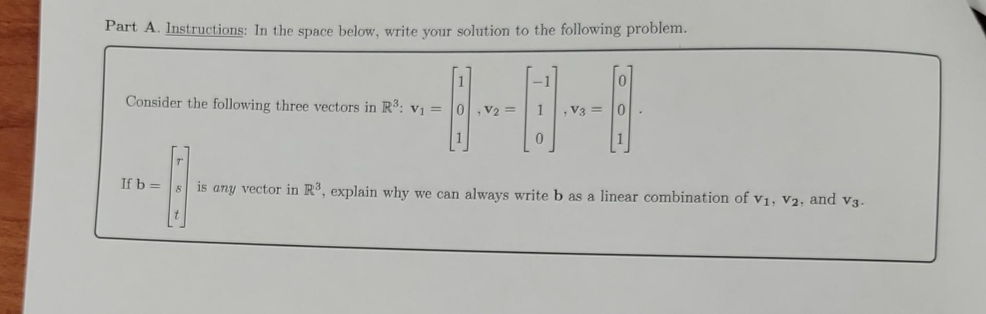 Solved Part A. Instructions: In the space below, write your | Chegg.com