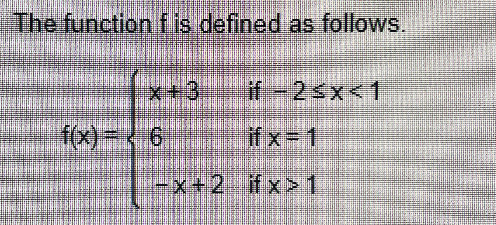 Solved The function f ﻿is defined as | Chegg.com