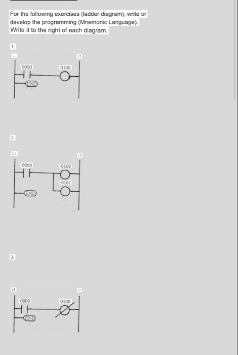 For the following exercises (ladder diagram), write | Chegg.com