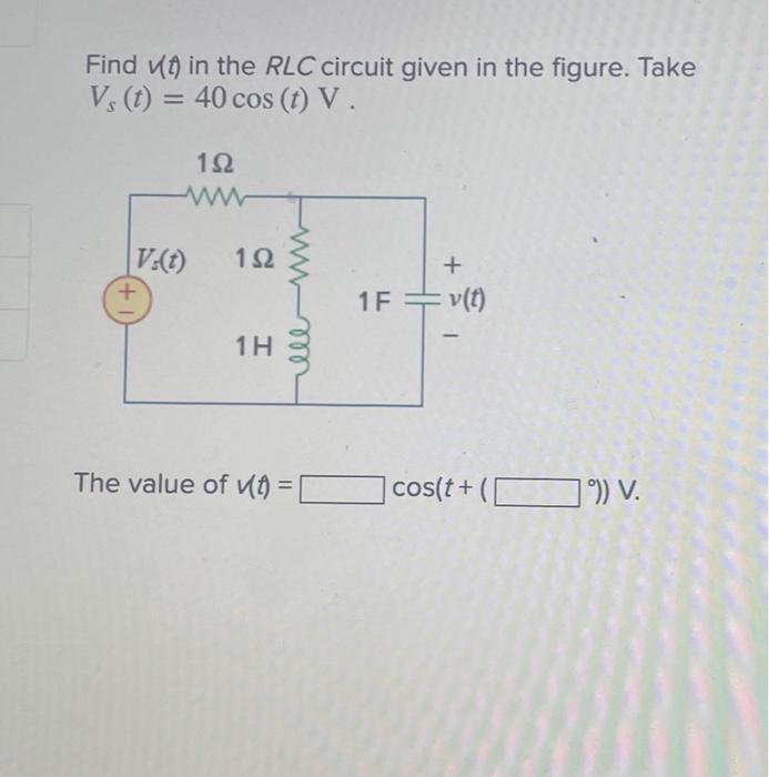 Solved Find V(t) in the RLC circuit given in the figure. | Chegg.com