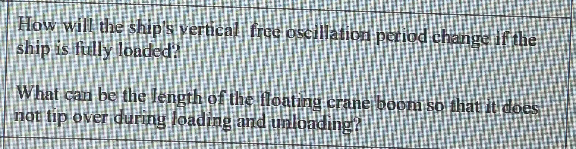 Solved How will the ship's vertical free oscillation period | Chegg.com