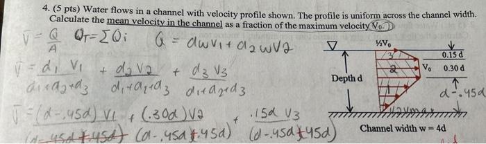 Solved 4. ( 5 pts) Water flows in a channel with velocity | Chegg.com
