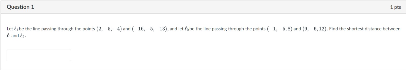 Solved Question 1Let l1 ﻿be the line passing through the | Chegg.com