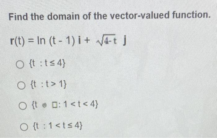 Solved Find the domain of the vector-valued function. | Chegg.com