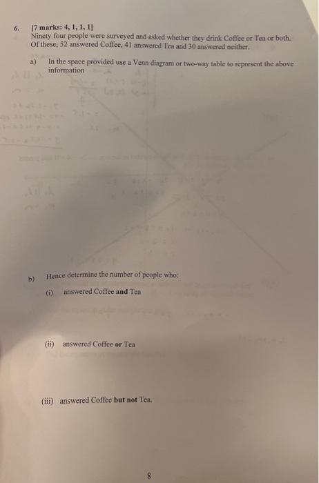 Solved 6. [7 marks: 4, 1, 1, 1] Ninety four people were | Chegg.com