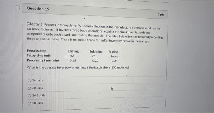 Solved Question 19 2 pts (Chapter 7: Process Interruptions) | Chegg.com