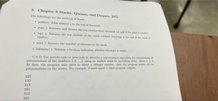 Solved 3 Chapter 6 Stacks, Queues, and Deques, 20% The | Chegg.com