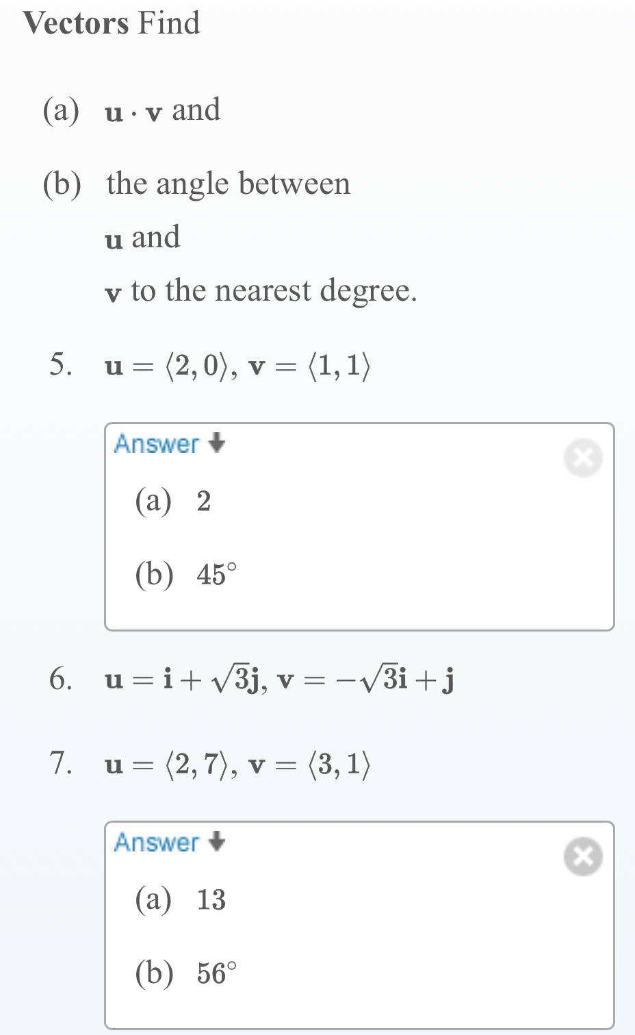 Solved Vectors Find(a) u*v ﻿and(b) ﻿the angle betweenu ﻿and | Chegg.com