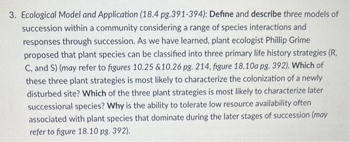 Solved Ecological Model and Application (18.4 pg.391-394): | Chegg.com